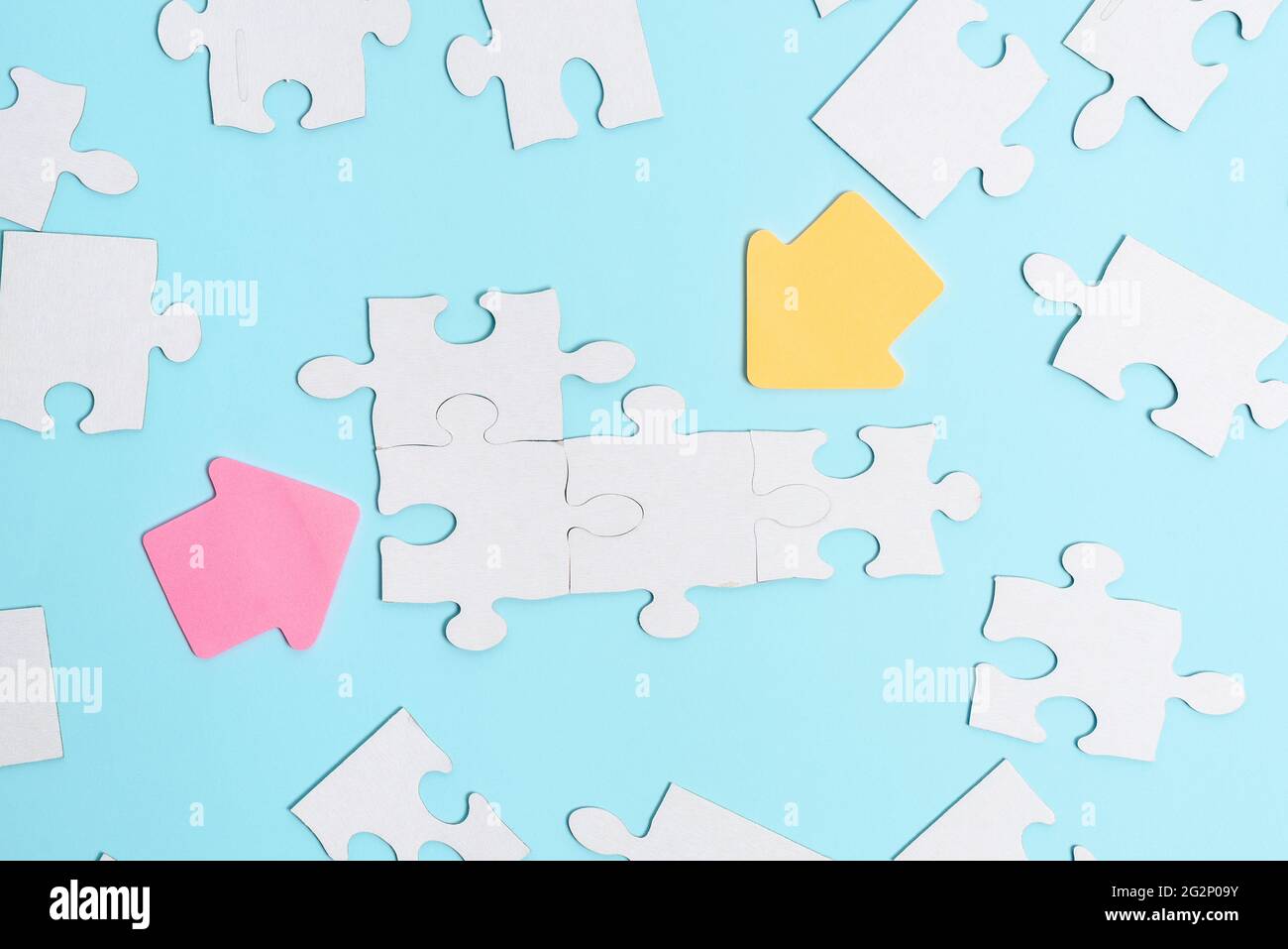 Building An Unfinished White Jigsaw Pattern Puzzle With Missing Last ...