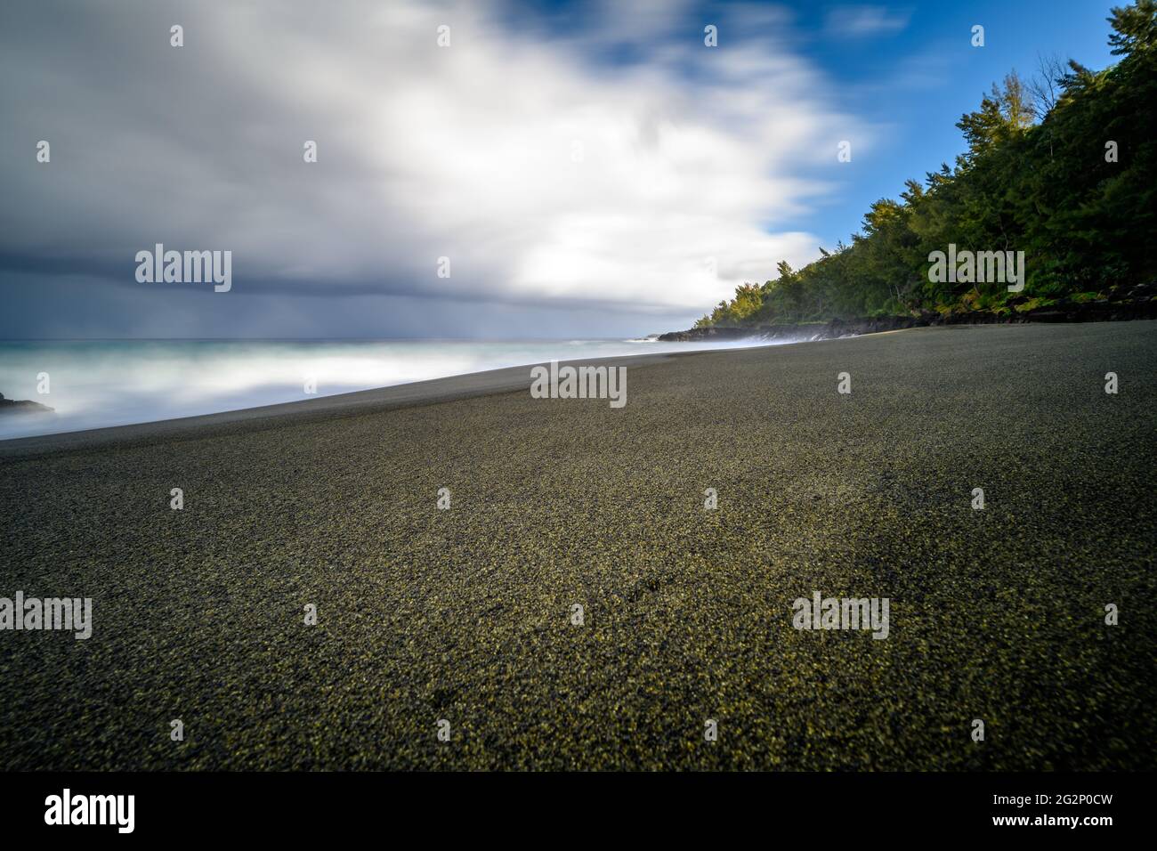 Lava sand beach Stock Photo - Alamy