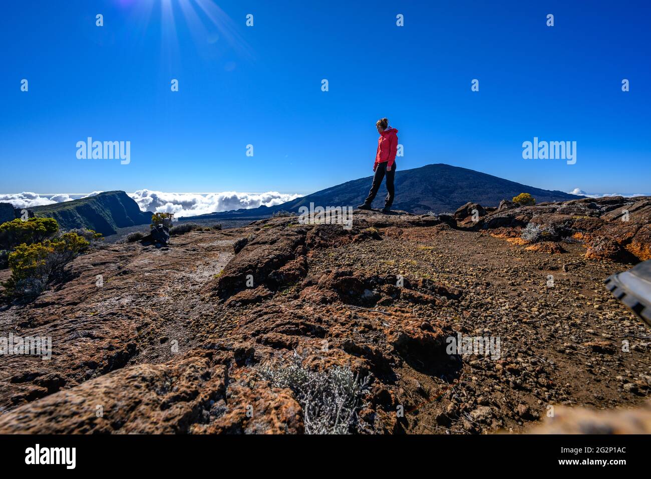 Hiking on Piton de la Fournaise Stock Photo - Alamy