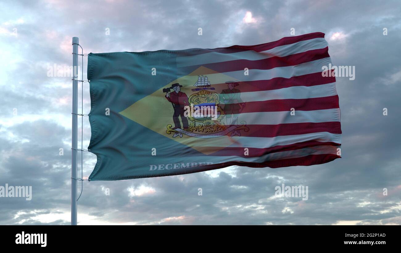 Usa delaware mixed flag waving hi-res stock photography and images - Alamy