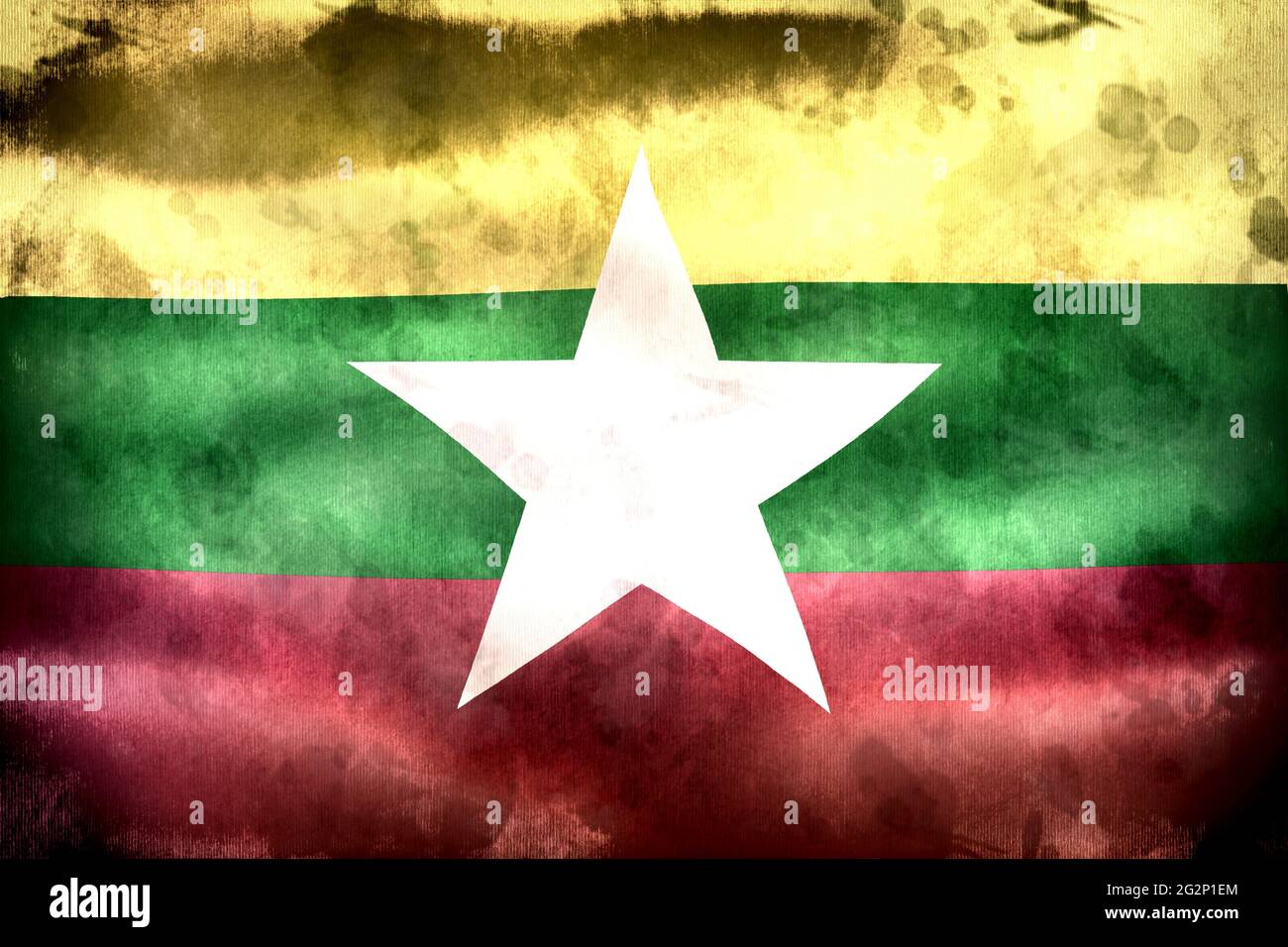 Myanmar flag - realistic waving fabric flag Stock Photo - Alamy