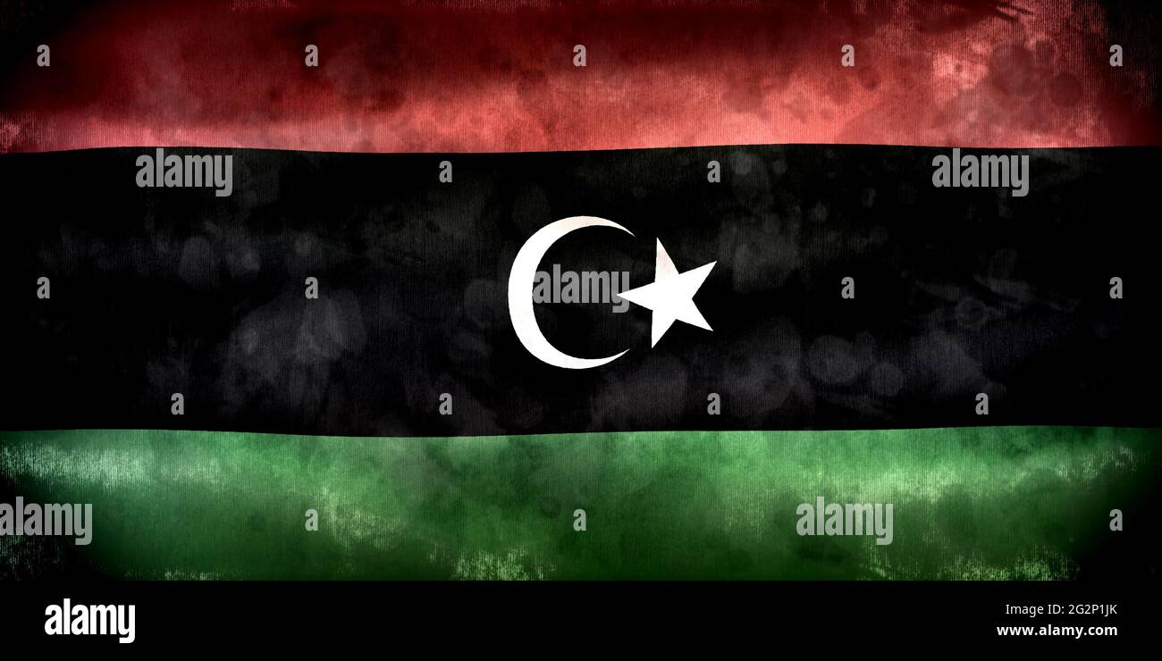 Libya flag - realistic waving fabric flag Stock Photo - Alamy