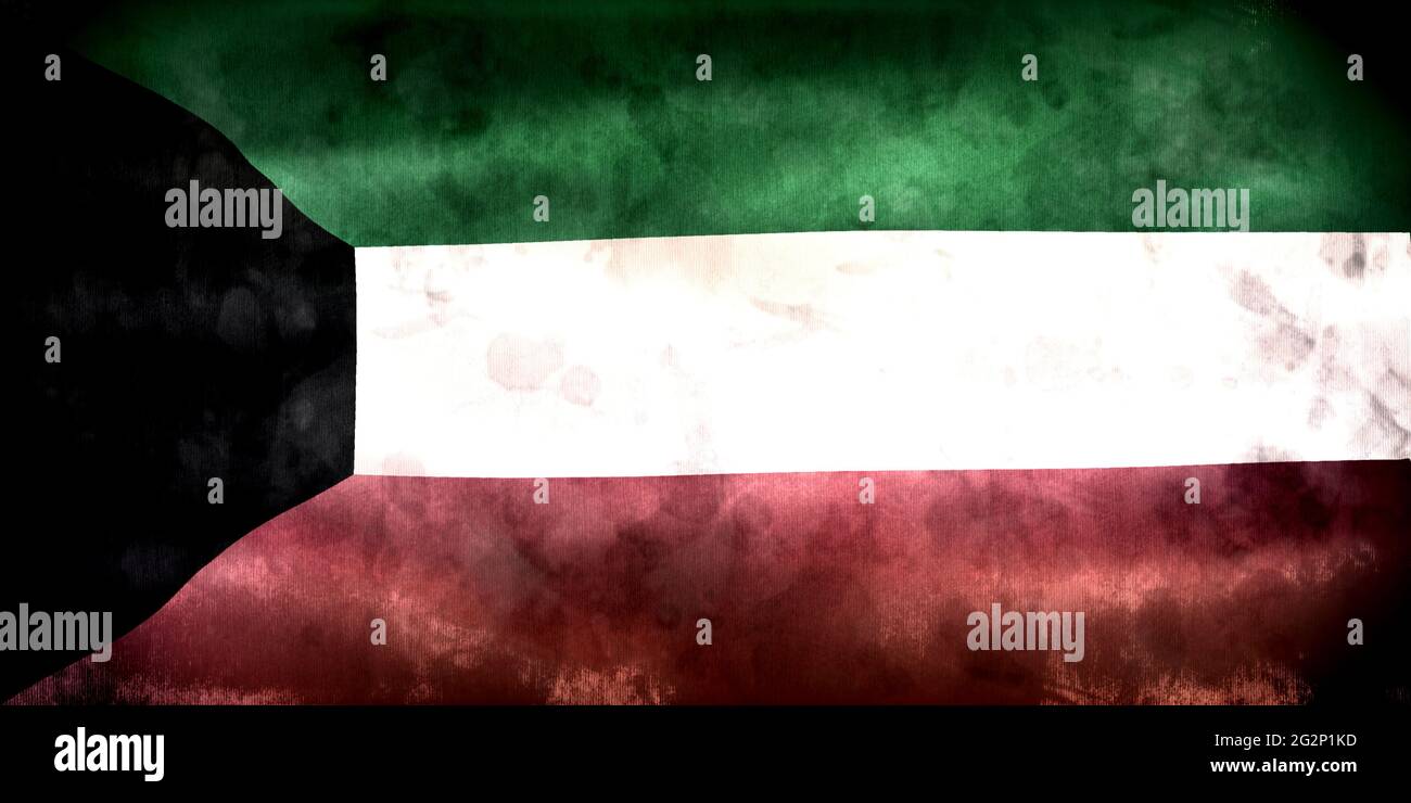 Kuwait flag - realistic waving fabric flag Stock Photo - Alamy