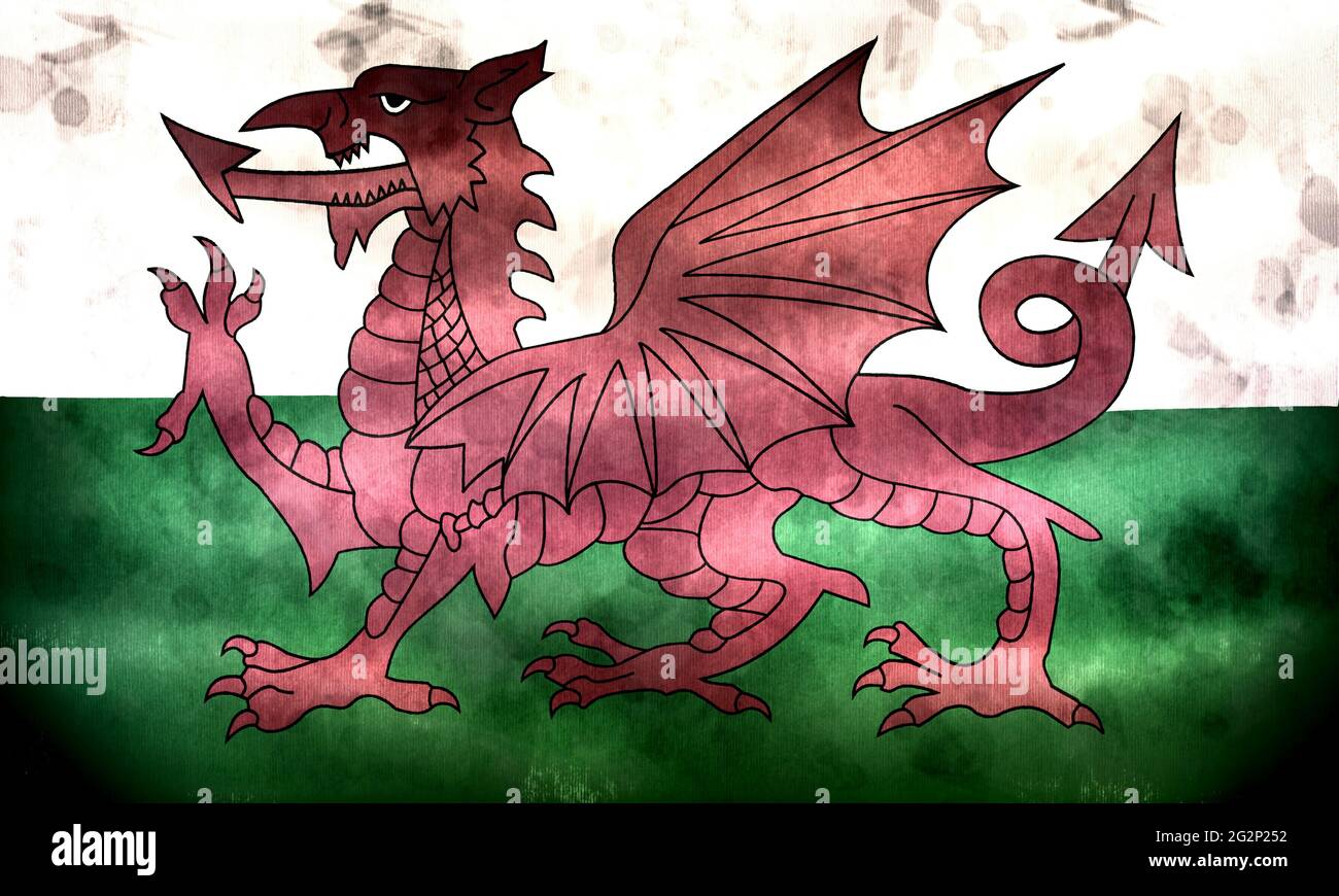 Wales flag - realistic waving fabric flag Stock Photo - Alamy