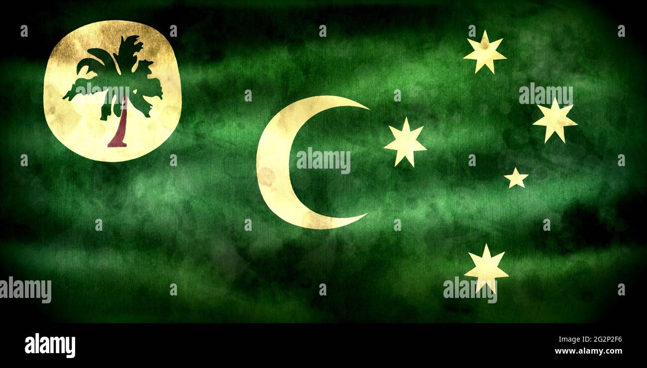 Cocos Islands flag - realistic waving fabric flag Stock Photo - Alamy