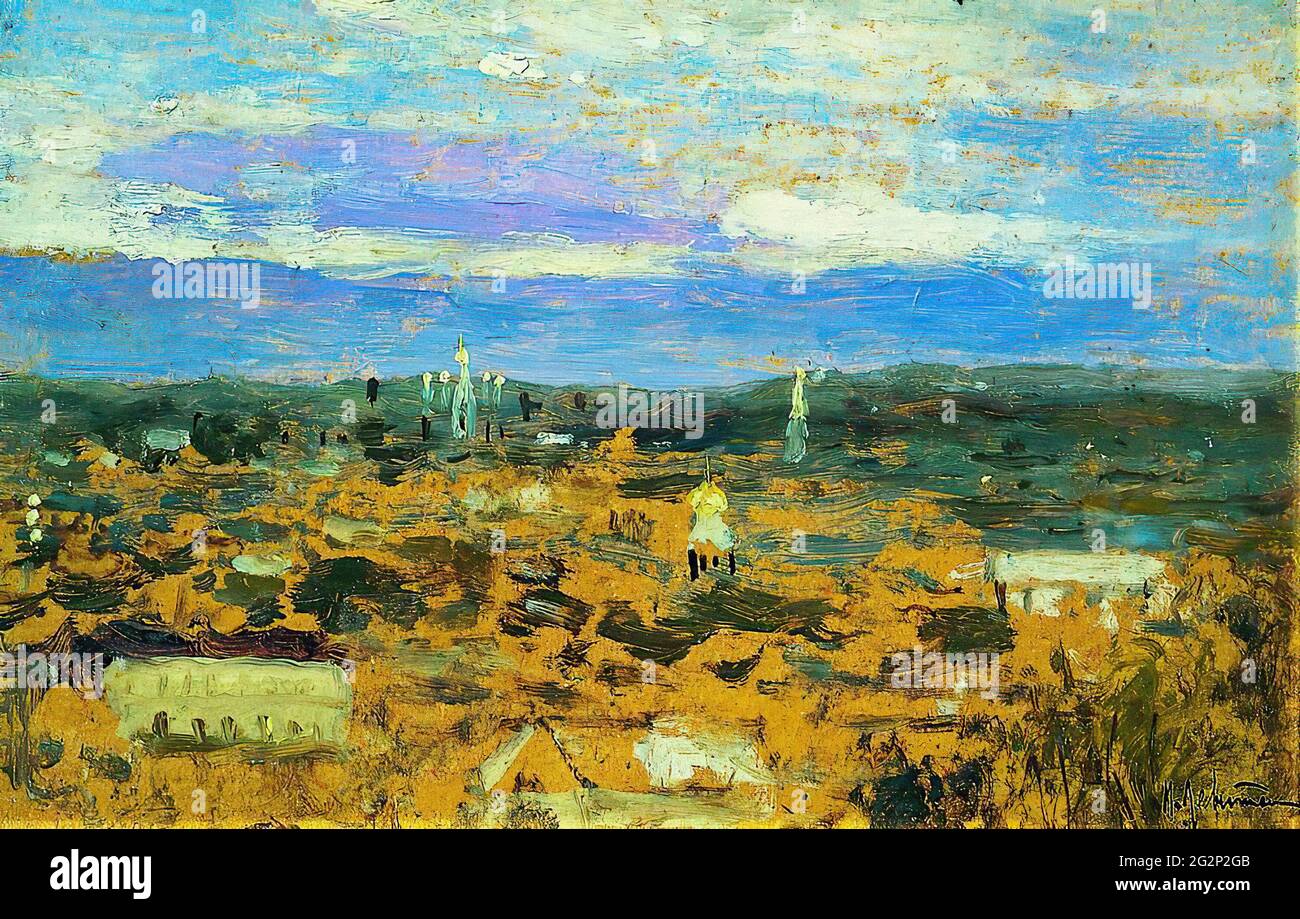 Isaac Levitan - Landscape with Convent C 1895 Stock Photo - Alamy