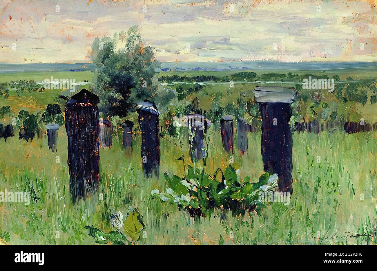 Isaac Levitan - Landscape with Beehives Stock Photo - Alamy