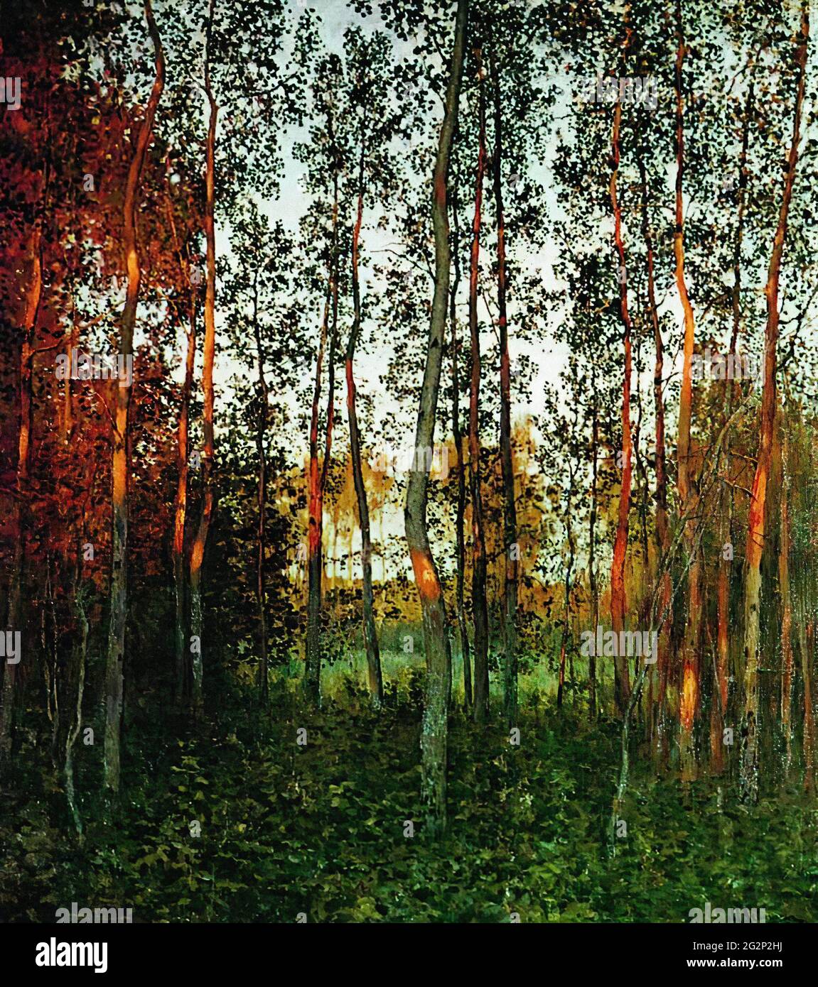 Isaac Levitan - Last Rays Sun Aspen Forest 1897 Stock Photo - Alamy