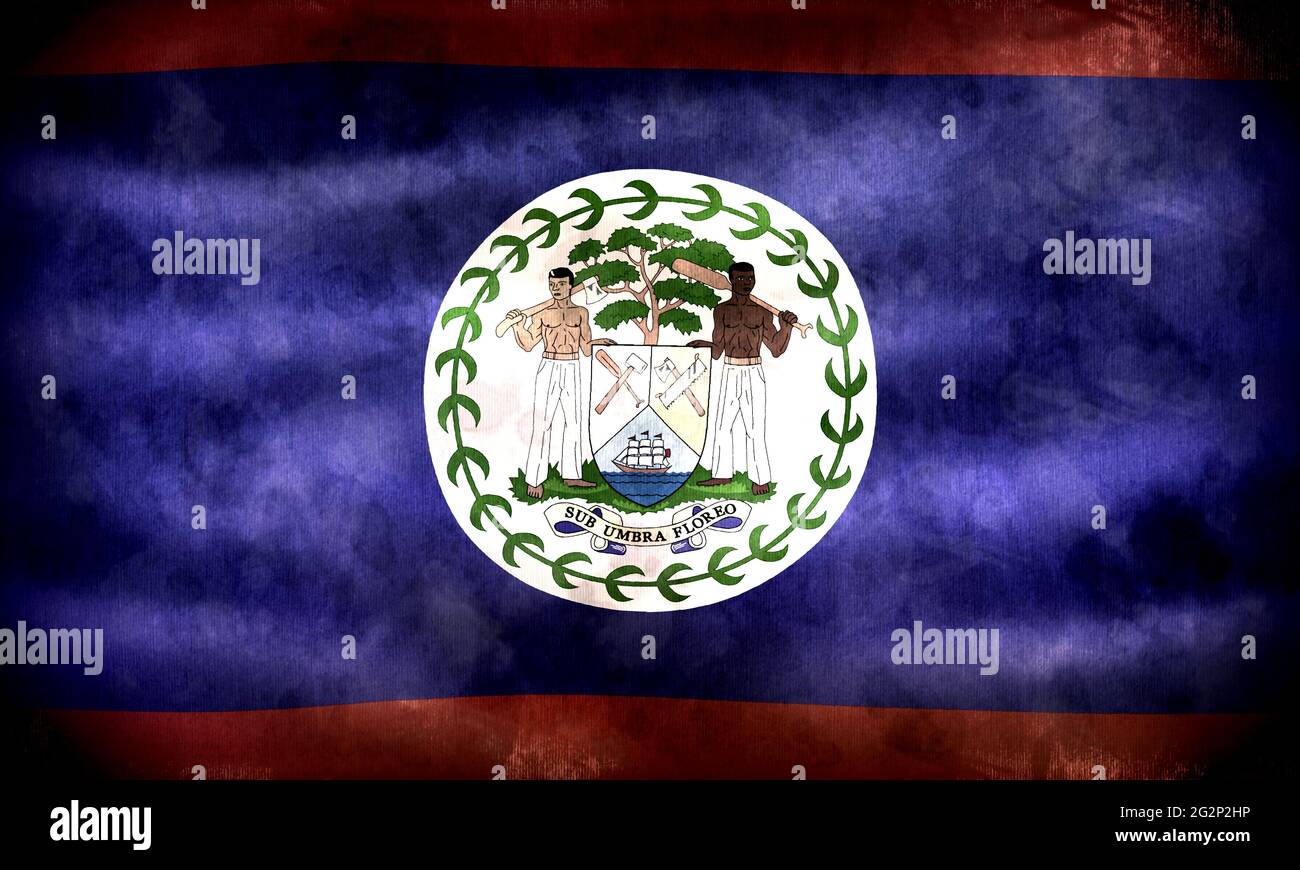 Belize flag - realistic waving fabric flag Stock Photo - Alamy