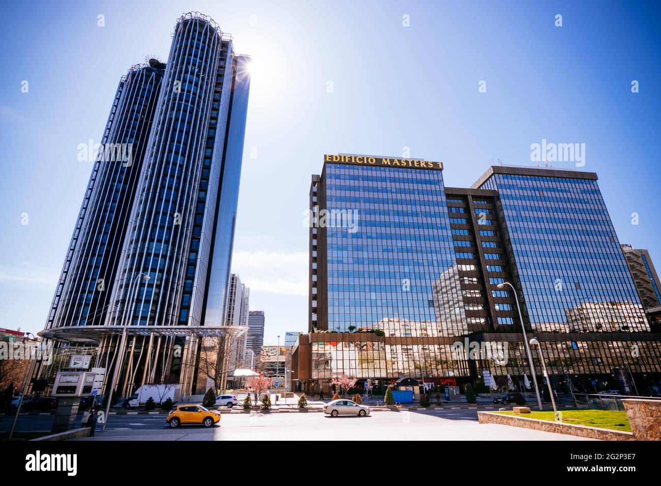 View of the AZCA business district from its border with General Perón Avenue. Europa Tower on ...