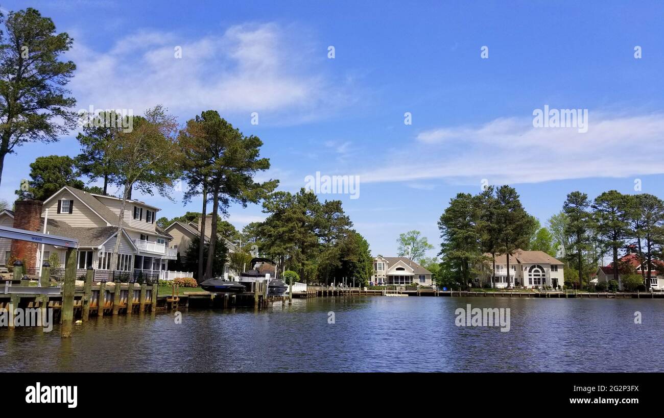 The luxury waterfront homes by the bay near Rehoboth Beach, Delaware, U ...