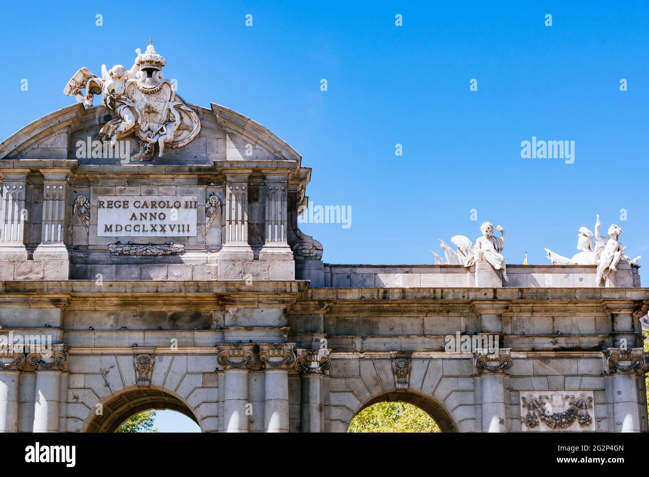 Detail. East side. The Puerta de Alcalá is one of the five old royal ...