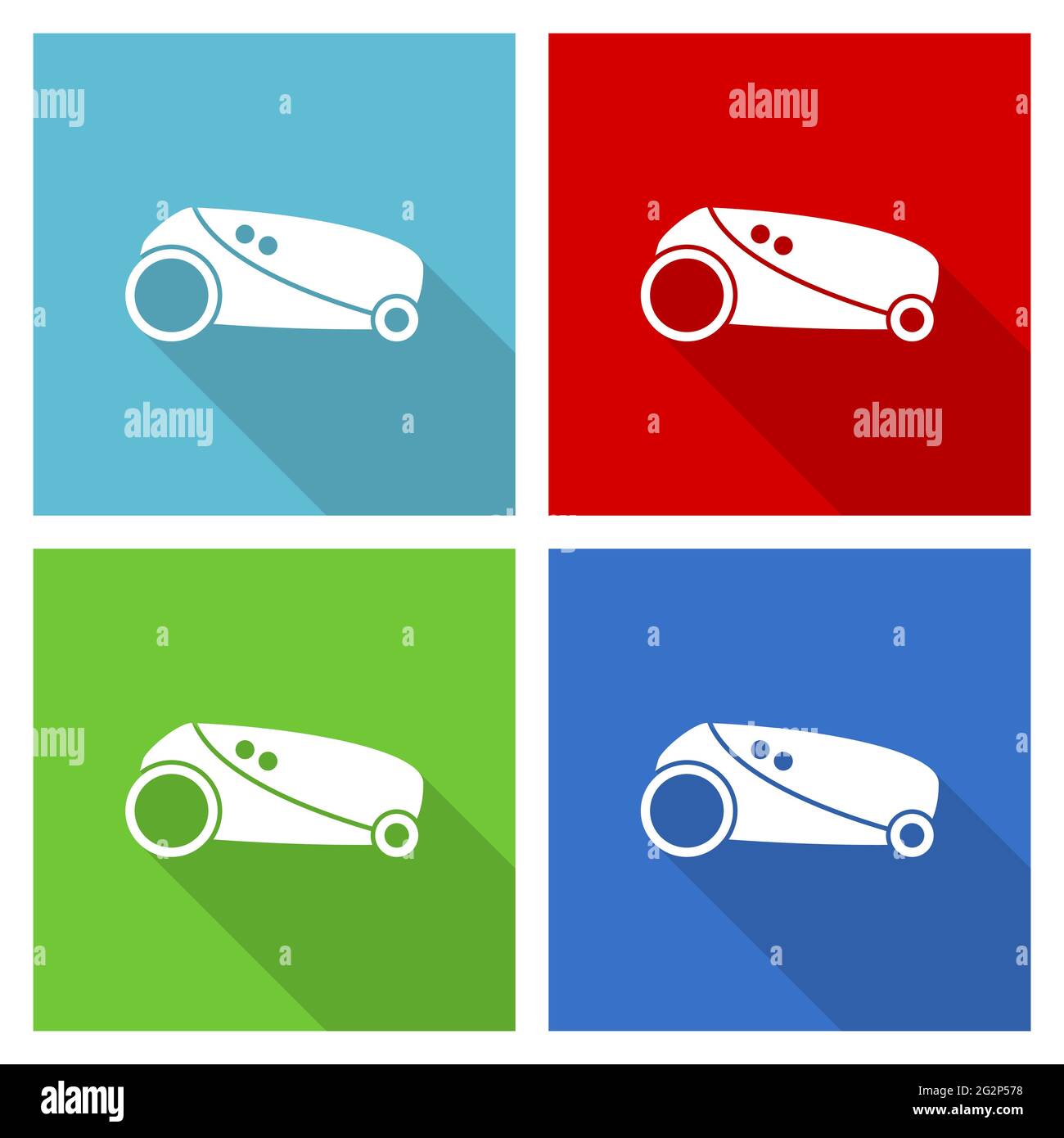 Robot, automatic grass mower vector icon, set of flat design symbols in ...