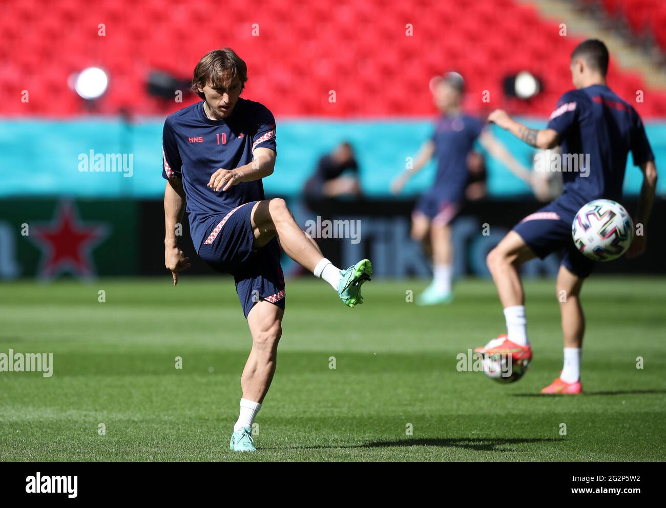 Croatia's Luka Modric (left) during the training session at Wembley ...