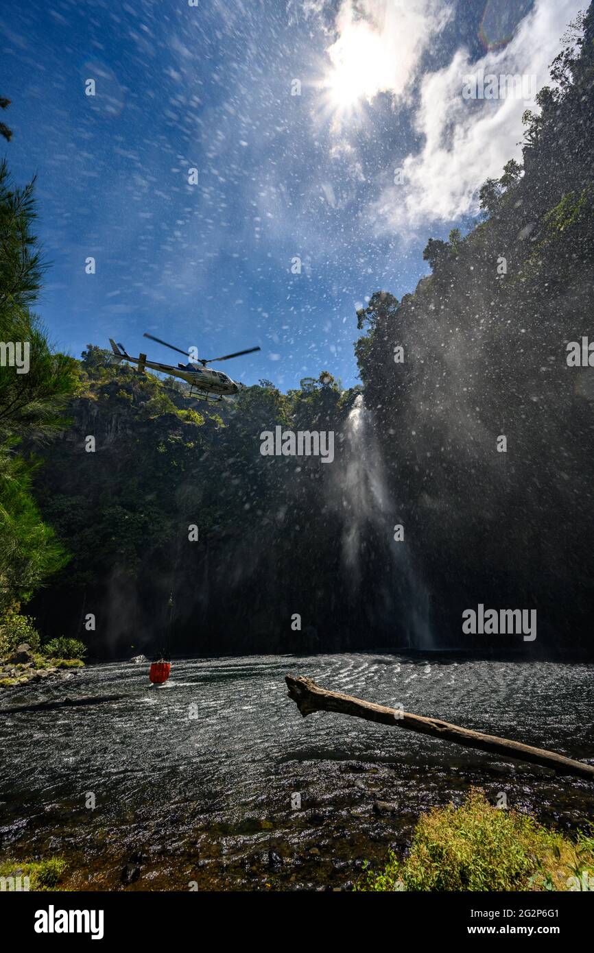 Fighting Fire in La Reunion Stock Photo - Alamy