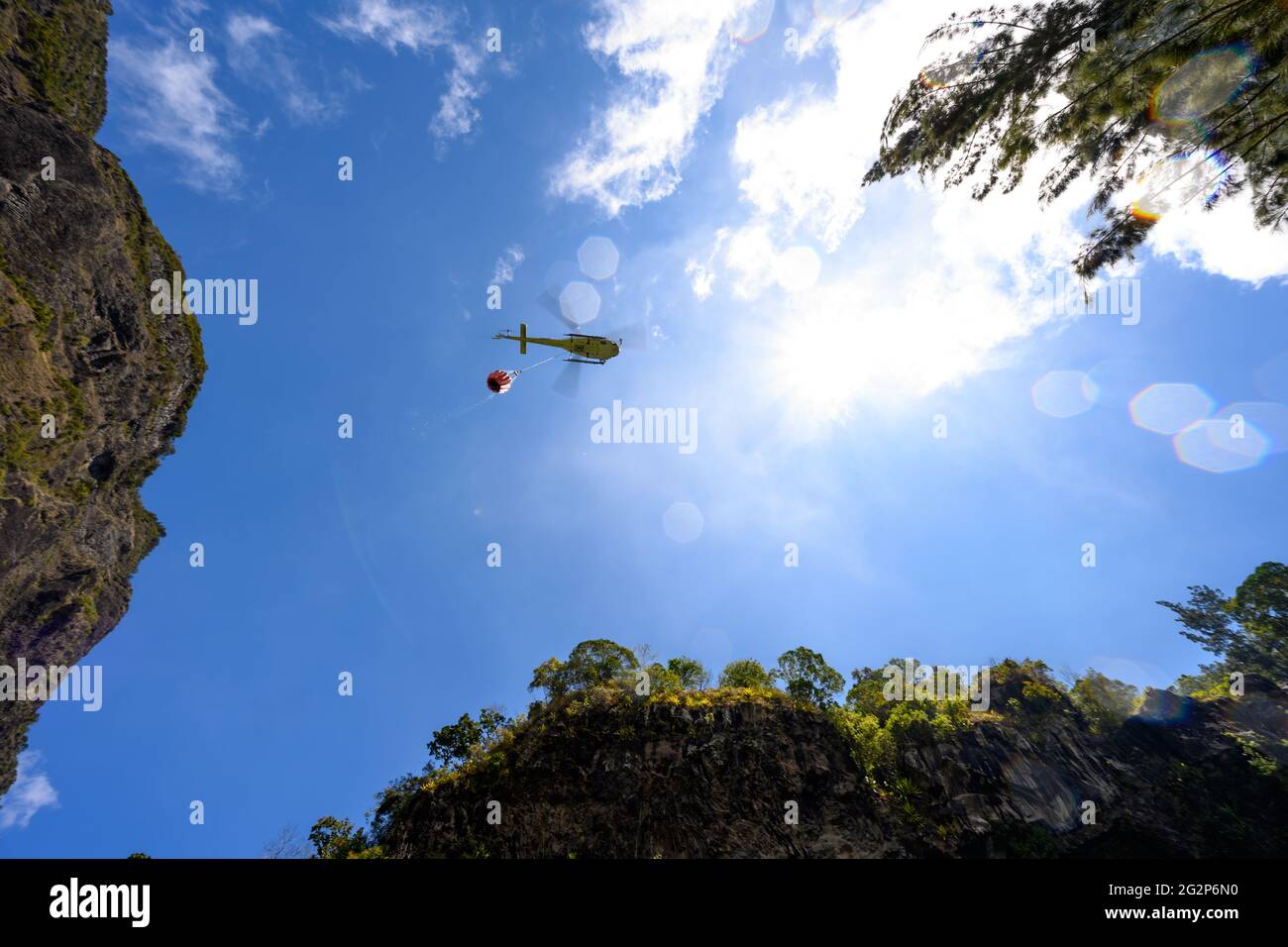 Fighting Fire in La Reunion Stock Photo - Alamy