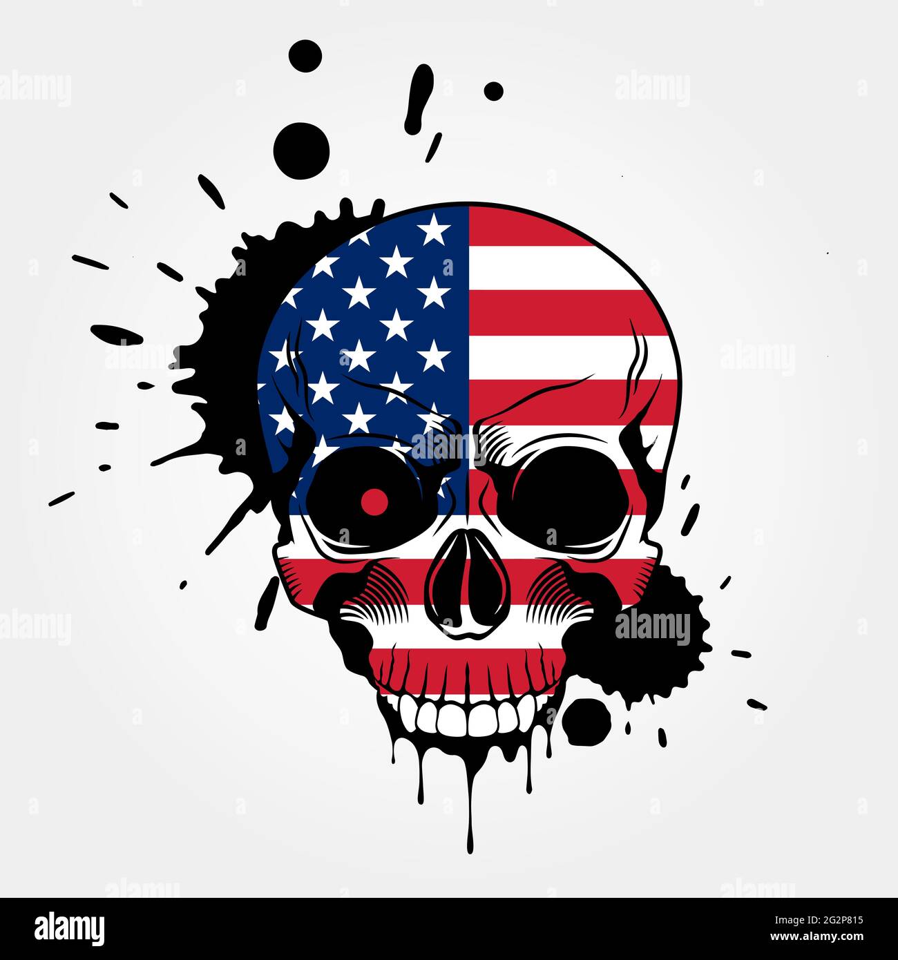 Grunge skull in colors of American flag. Vector illustration Stock ...