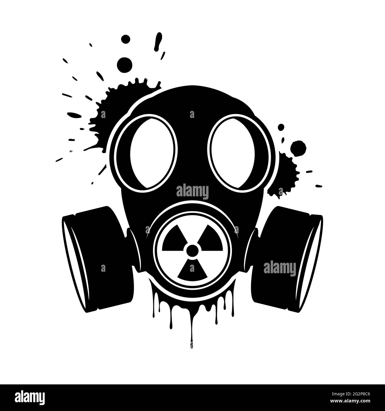 Gas mask with radiation sign. Respirator, vector icon isolated on white ...