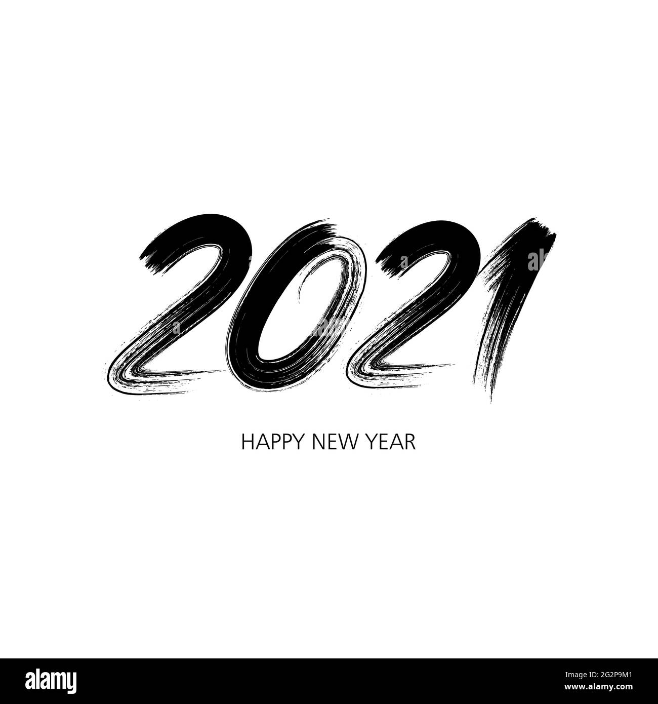 2021 Happy New Year. Handwritten calligraphy text lettering ...
