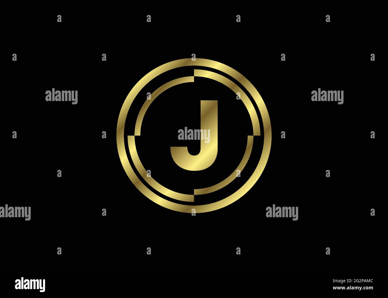 Golden letters J with golden circle frames. English alphabet, vector ...