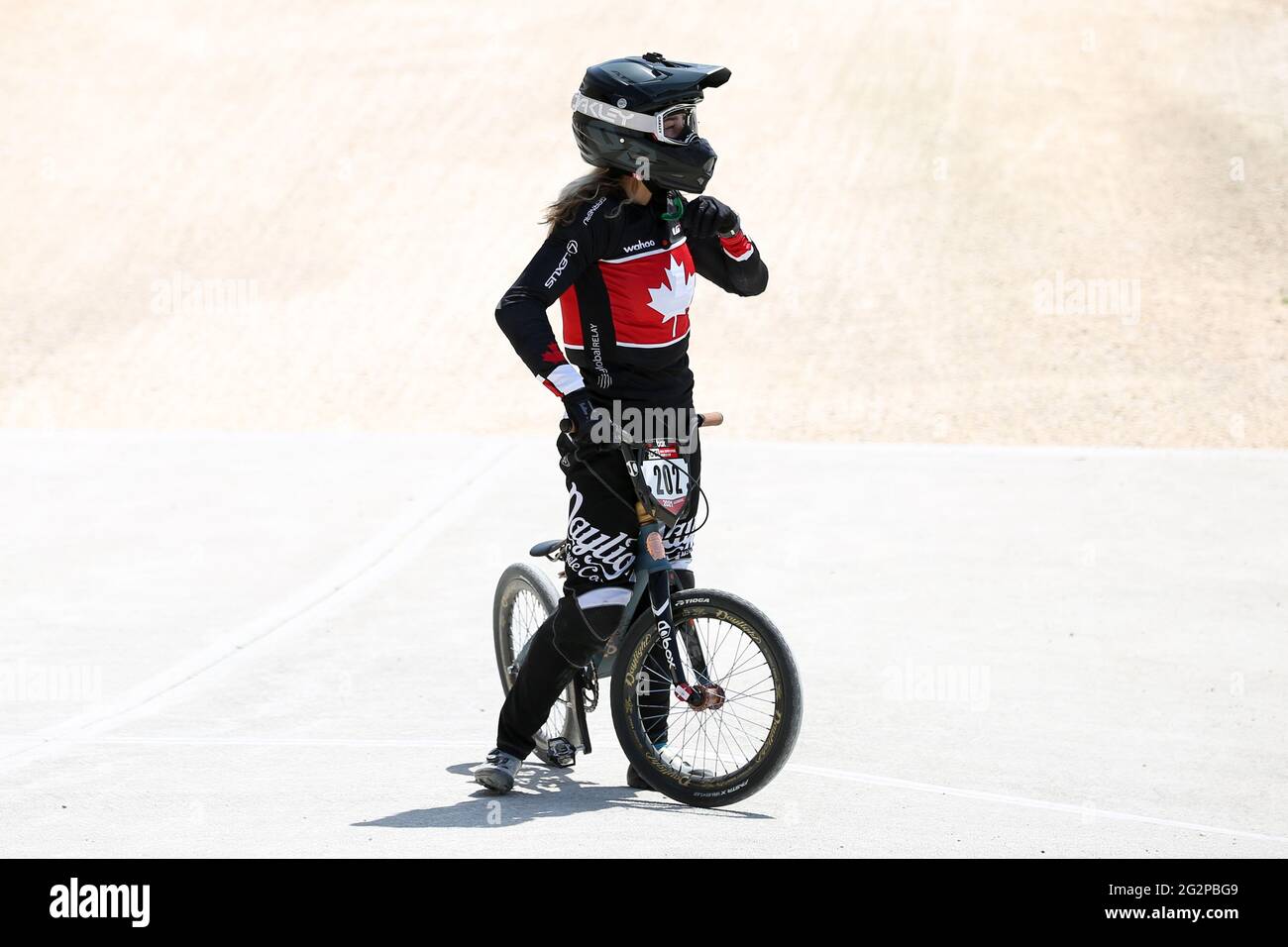 Molly SIMPSON of Canada competes in the UCI BMX Supercross World Cup ...