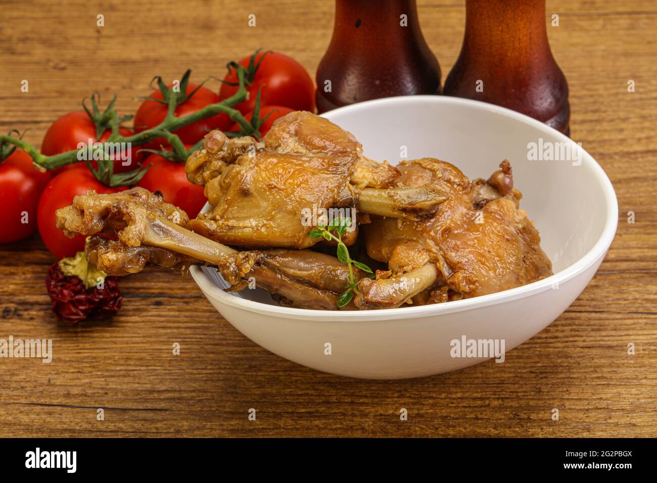Rabbit stew in sweet and spicy sauce Stock Photo - Alamy