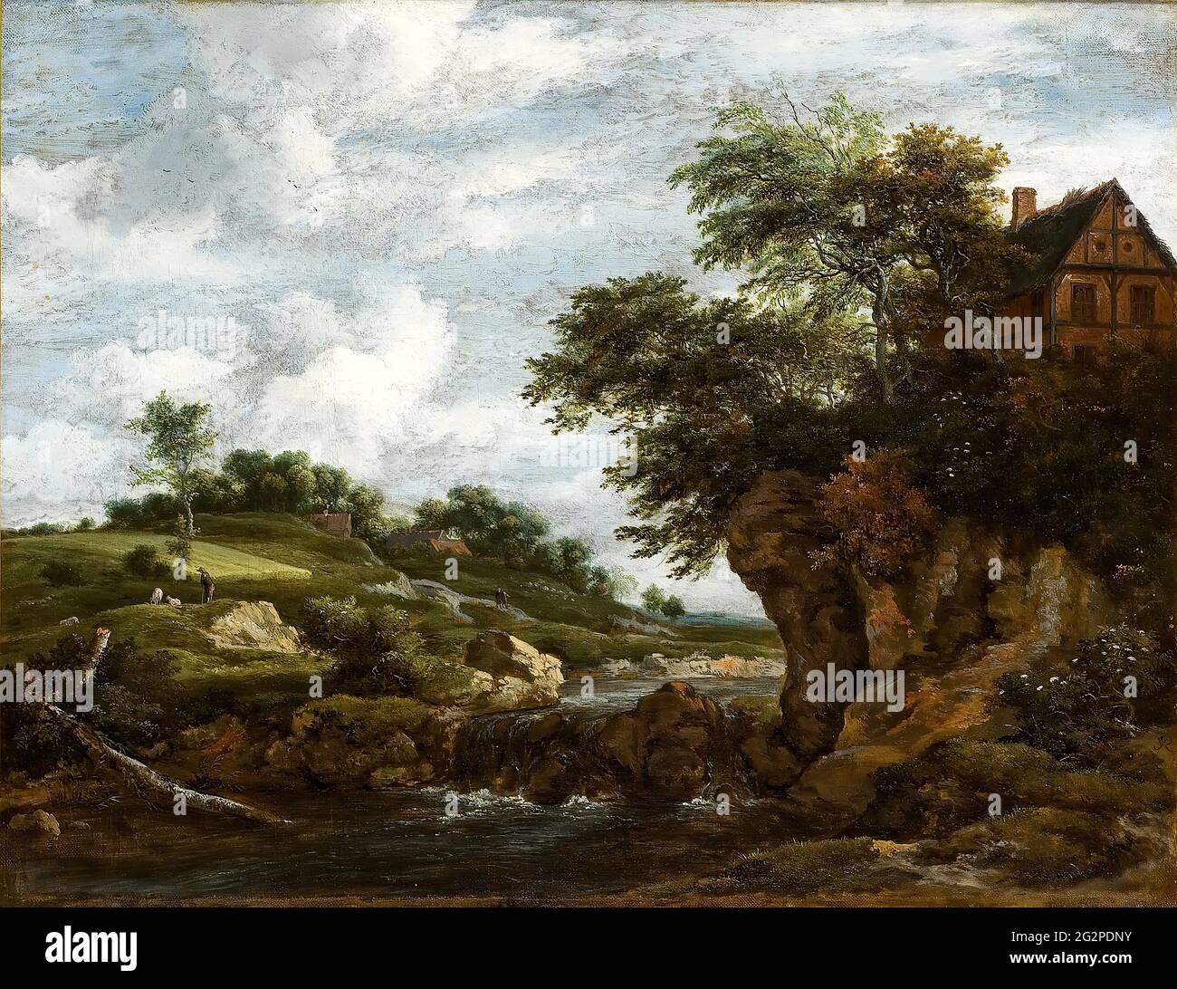Jacob Van Ruisdael - Landscape with Waterfall 02 Stock Photo - Alamy