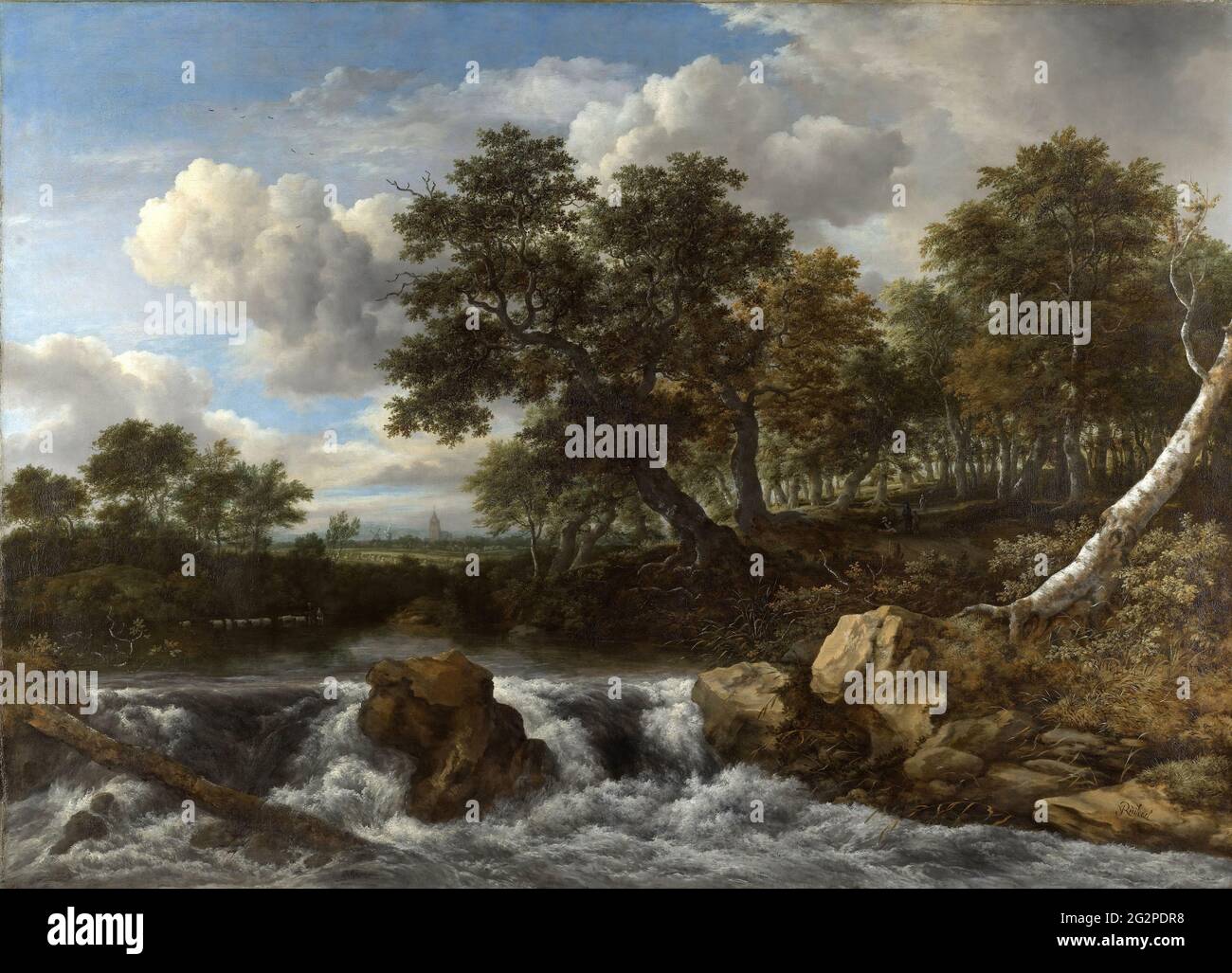 Jacob van Ruisdael - landscape with waterfall 01 Stock Photo - Alamy