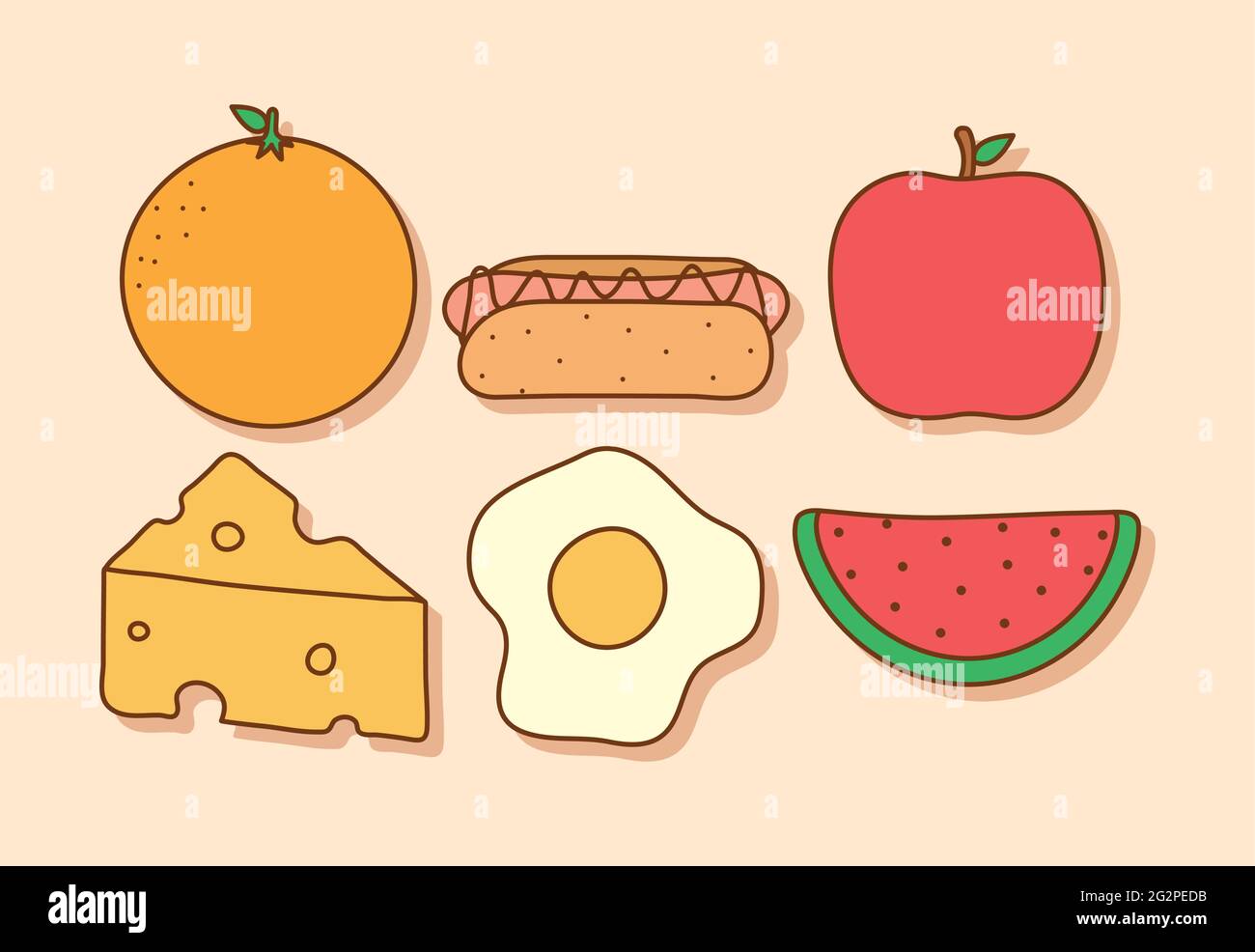 six doodle food items Stock Vector Image & Art - Alamy