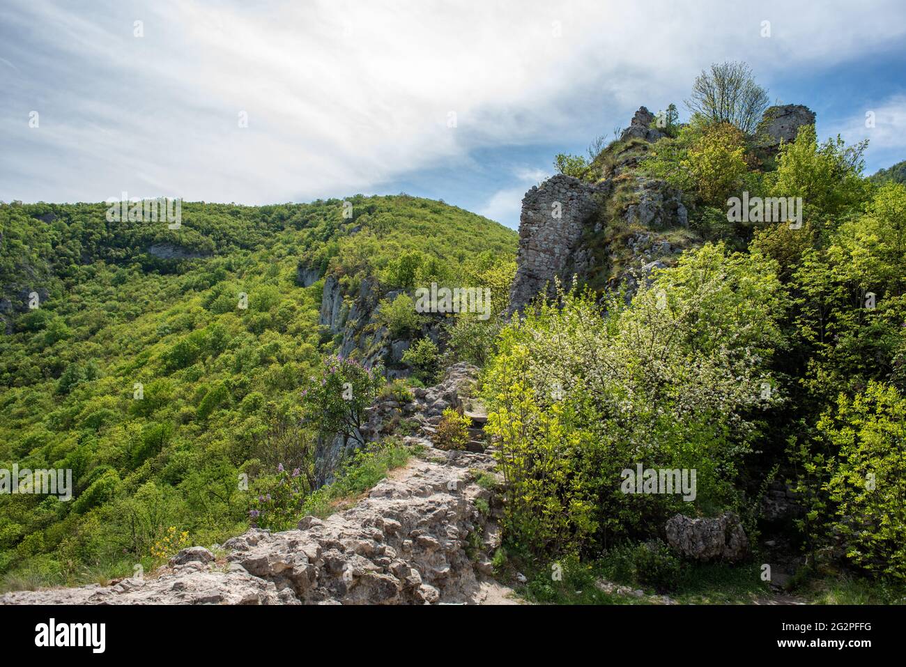 Remains of Soko Grad Sokolac (Falcon City) medieval fortress near the ...