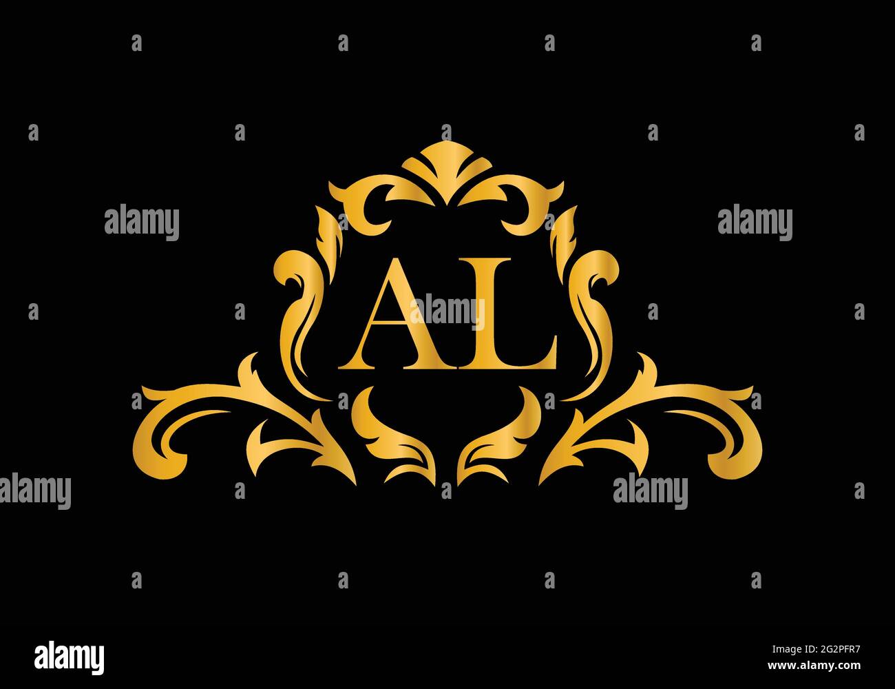 Luxury Alphabet letters AL. Golden Floral alphabet . Monogram initials ...
