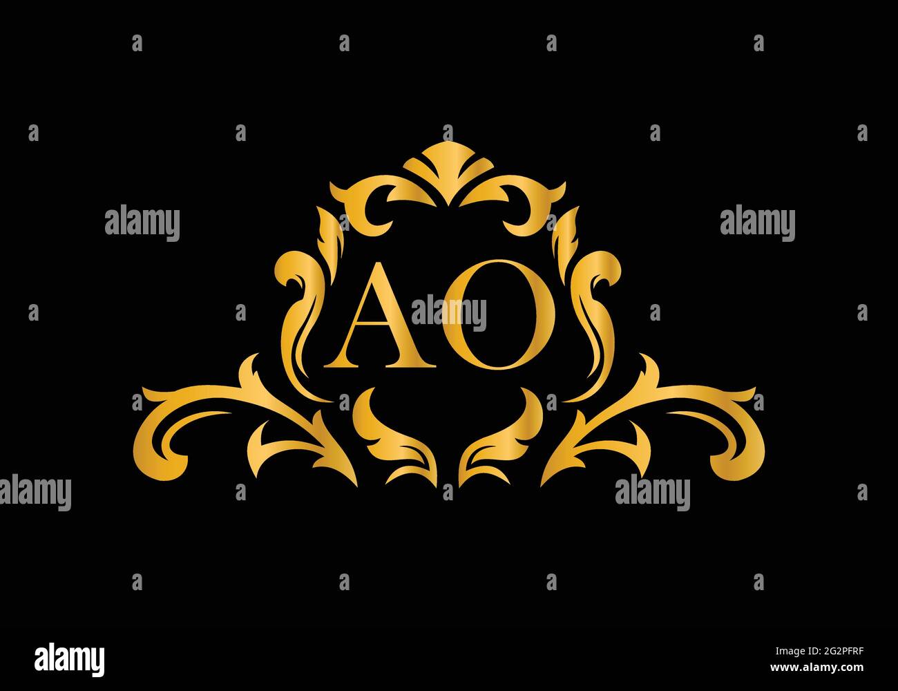 Luxury Alphabet letters AO. Golden Floral alphabet . Monogram initials ...