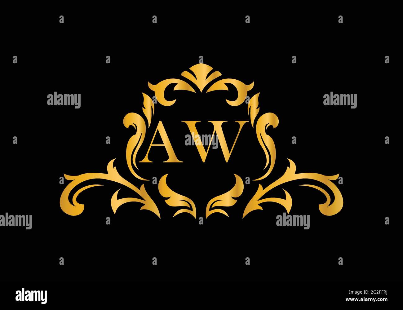 Luxury Alphabet letters AW. Golden Floral alphabet . Monogram initials ...