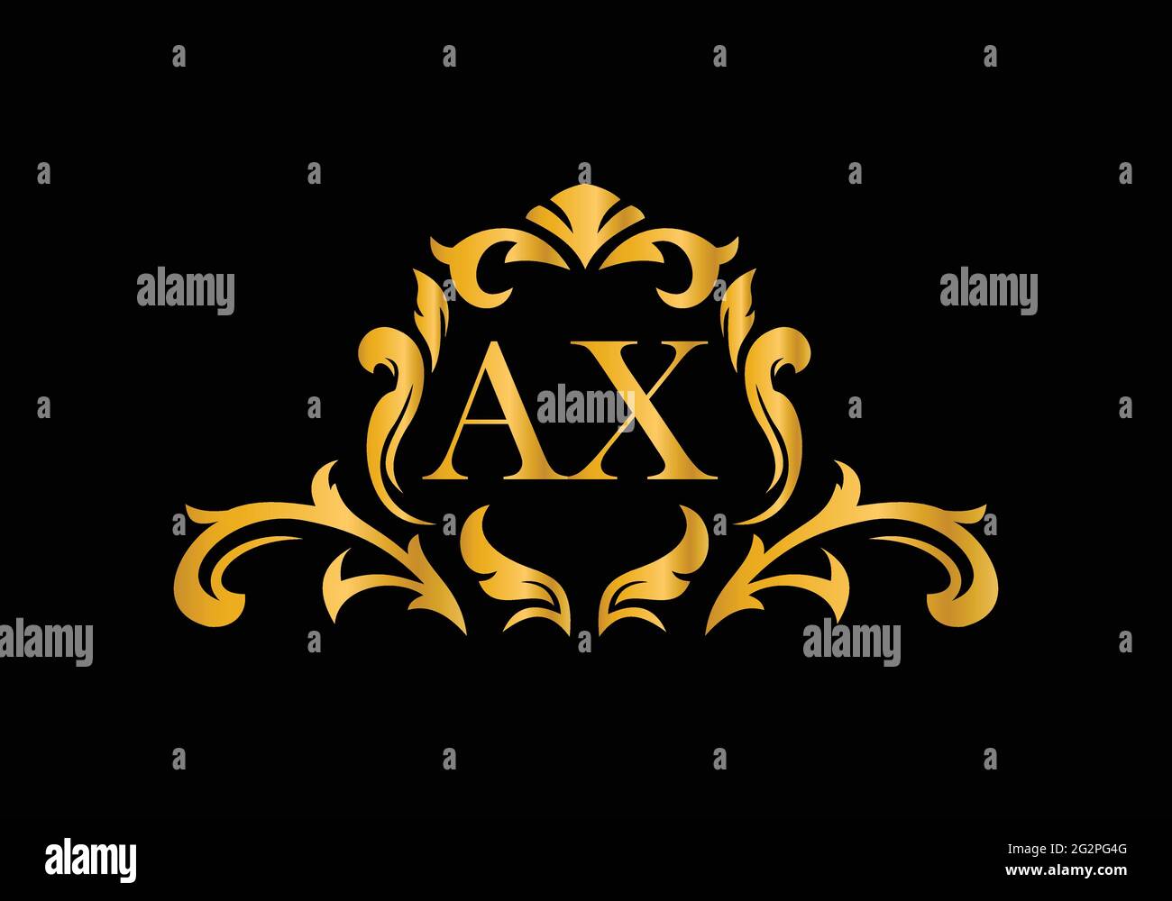Luxury Alphabet letters AX. Golden Floral alphabet . Monogram initials perfectly for wedding ...