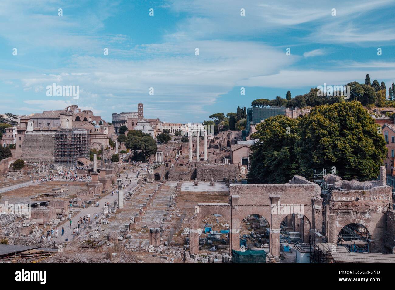View of the ruins of Ancient Rome from the observation deck in Italy ...
