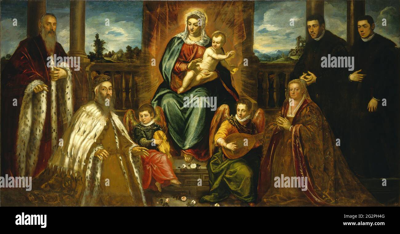 Jacopo Robusti a.K.a Tintoretto - Doge Alvise Mocenigo and Family Before the Madonna and Child ...