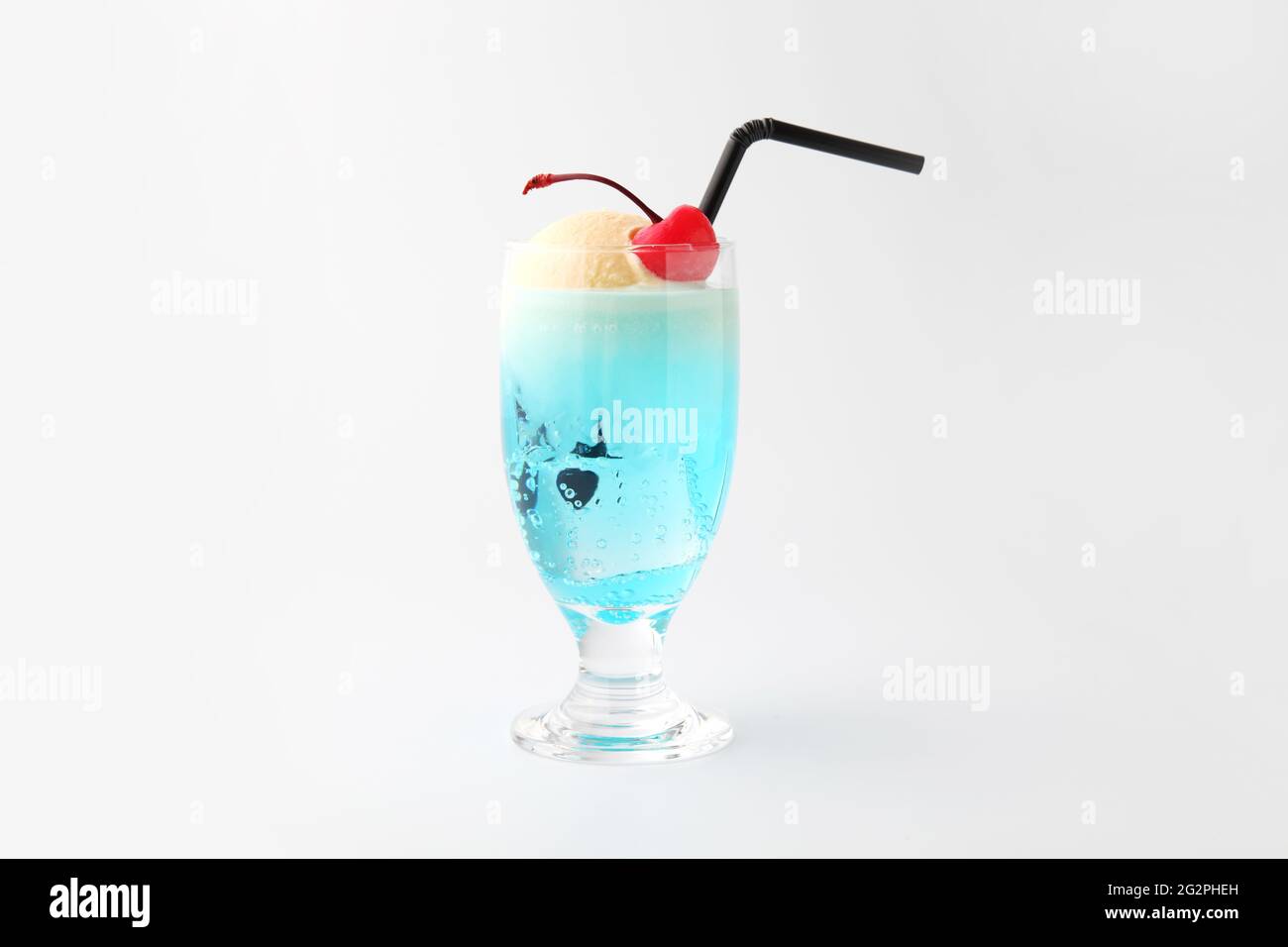 blue soda float with vanilla ice cream drink isolated on white ...
