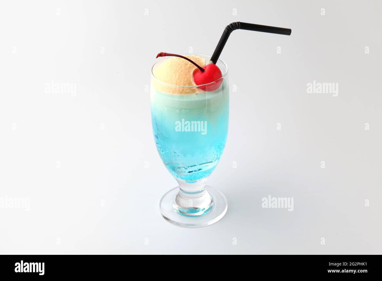 blue soda float with vanilla ice cream drink isolated on white ...