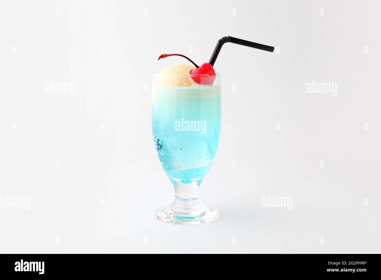 blue soda float with vanilla ice cream drink isolated on white ...