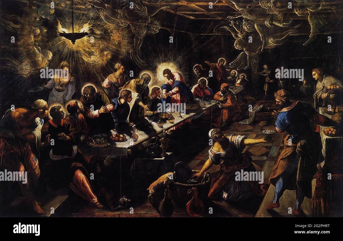 Jacopo Robusti a.K.a Tintoretto - Last Supper 1592 Stock Photo - Alamy