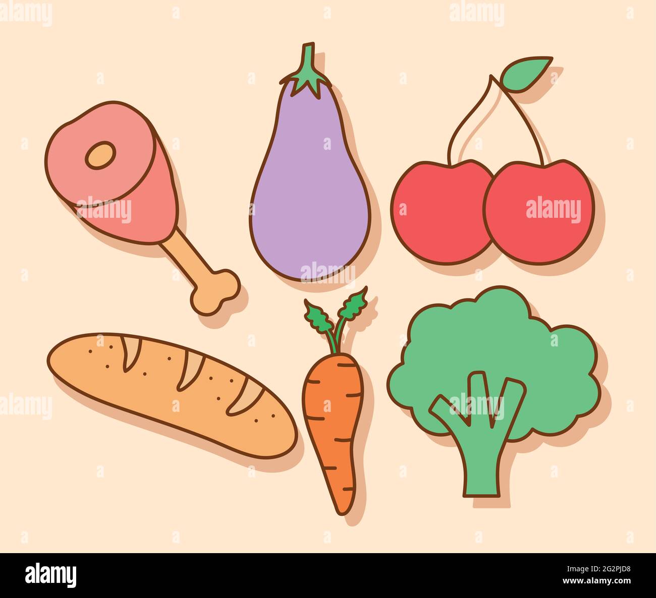 six doodle food icons Stock Vector Image & Art - Alamy