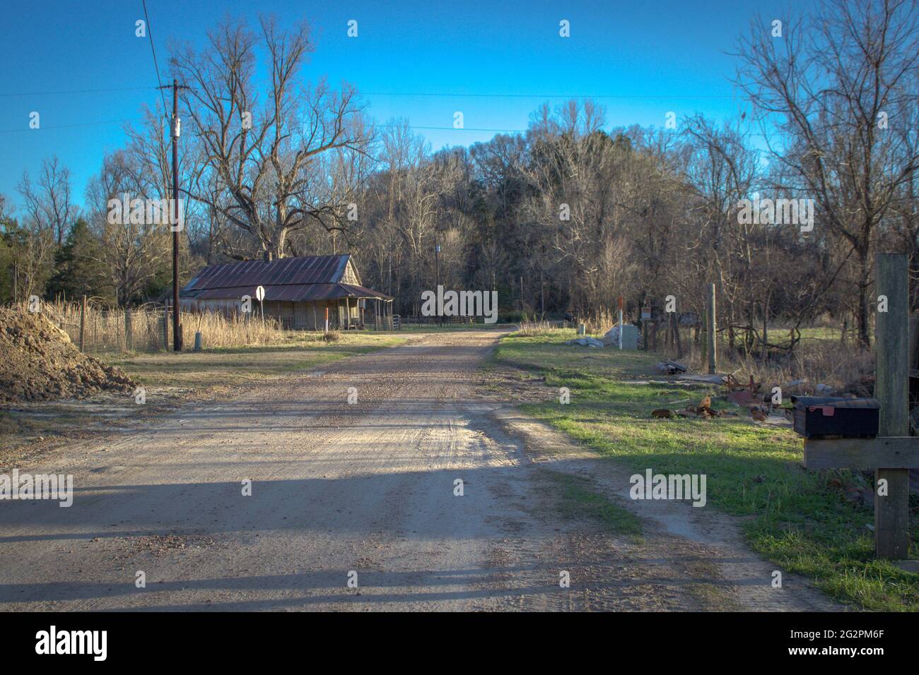 Looking down Main Street in ghost town of Rodney, Mississippi Stock ...