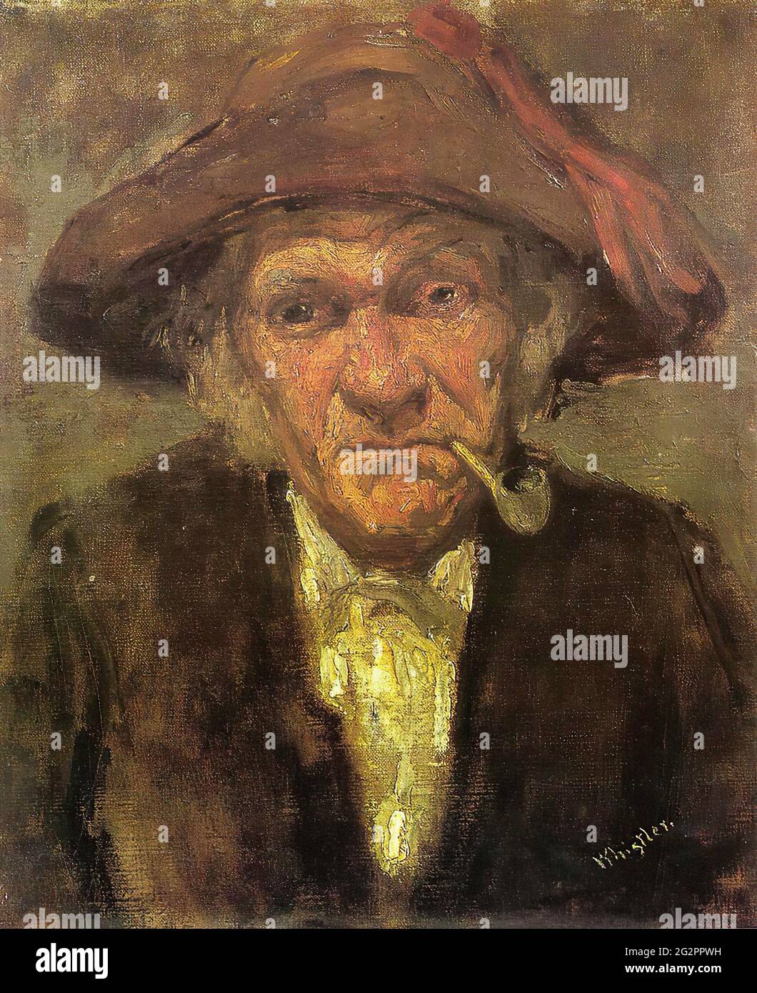 James Abbott Mcneill Whistler - Man Smoking Pipe C 1859 Stock Photo - Alamy