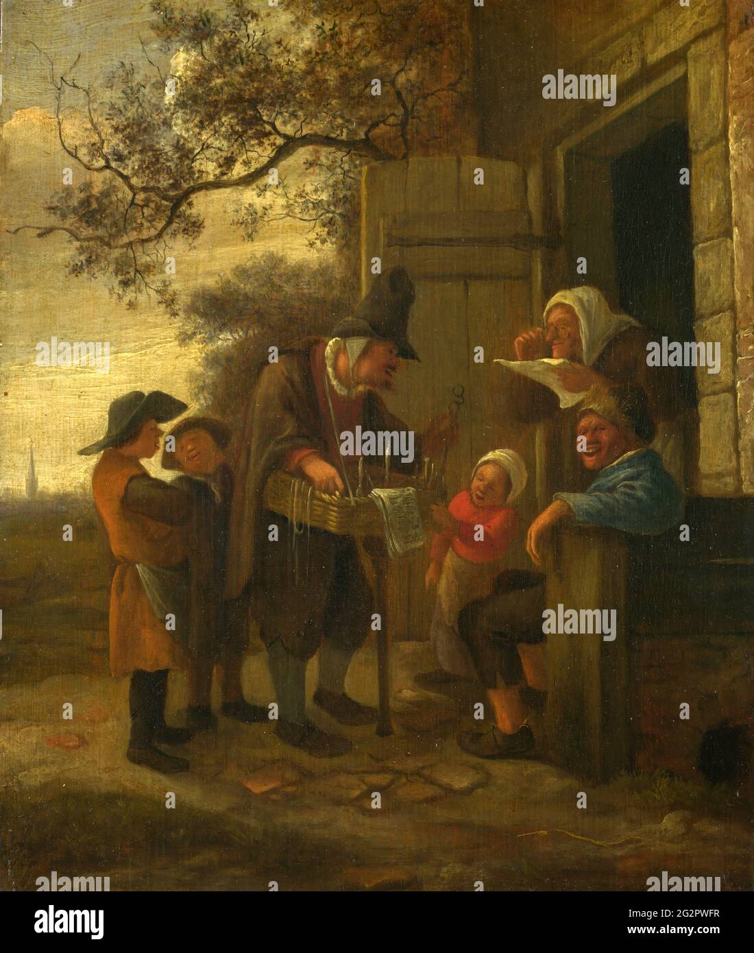 Jan Steen - a Pedlar Selling Spectacles Outside a Cottage Stock Photo ...