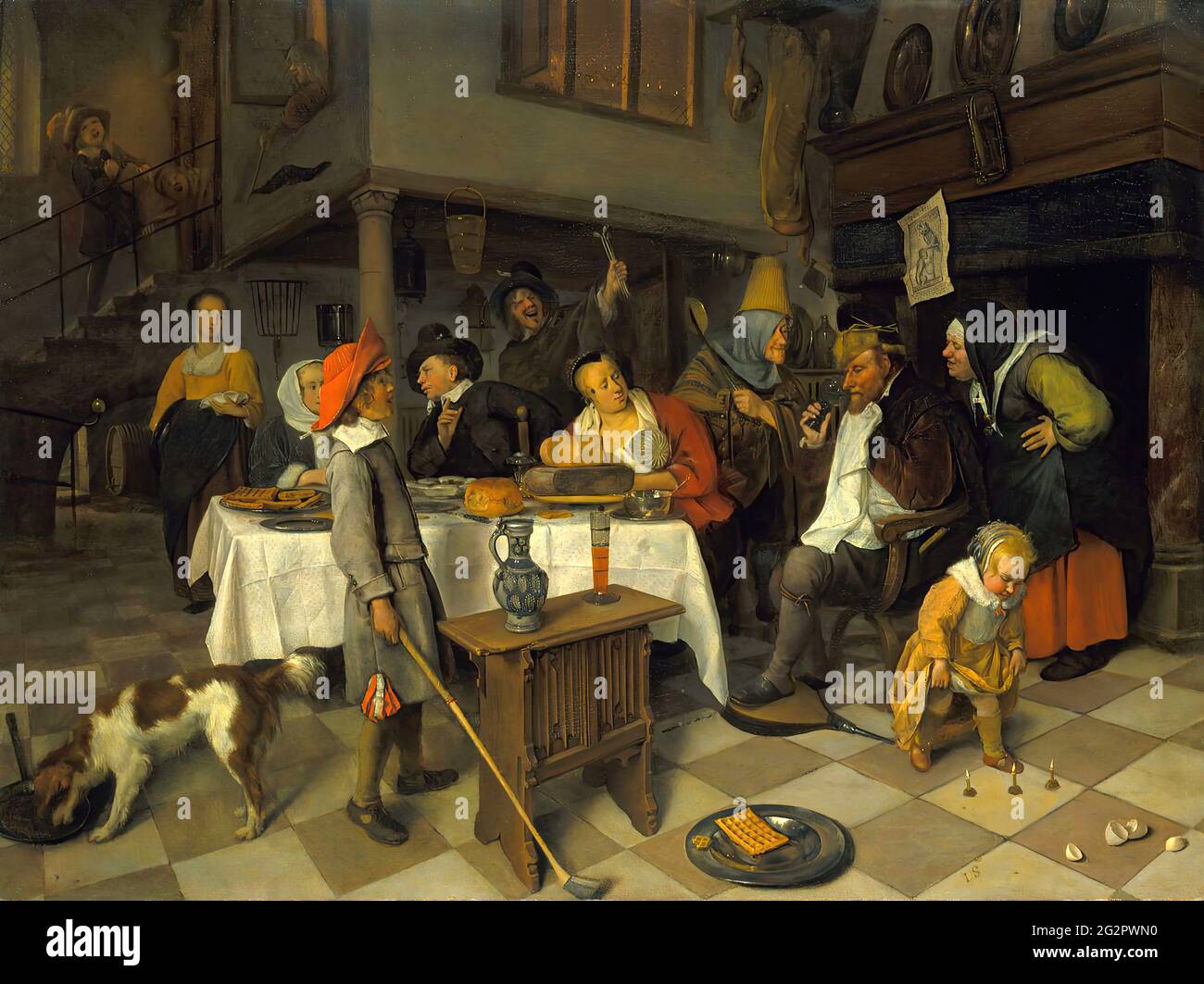 Jan Steen - a Twelfth Night Feast the King Drinks Stock Photo - Alamy