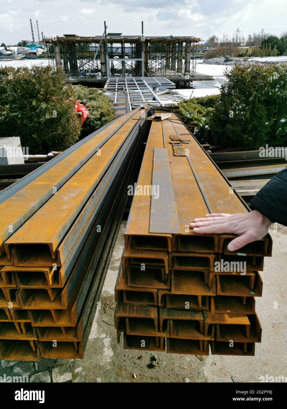 Steel channel on a construction site. The use of steel channel to ...