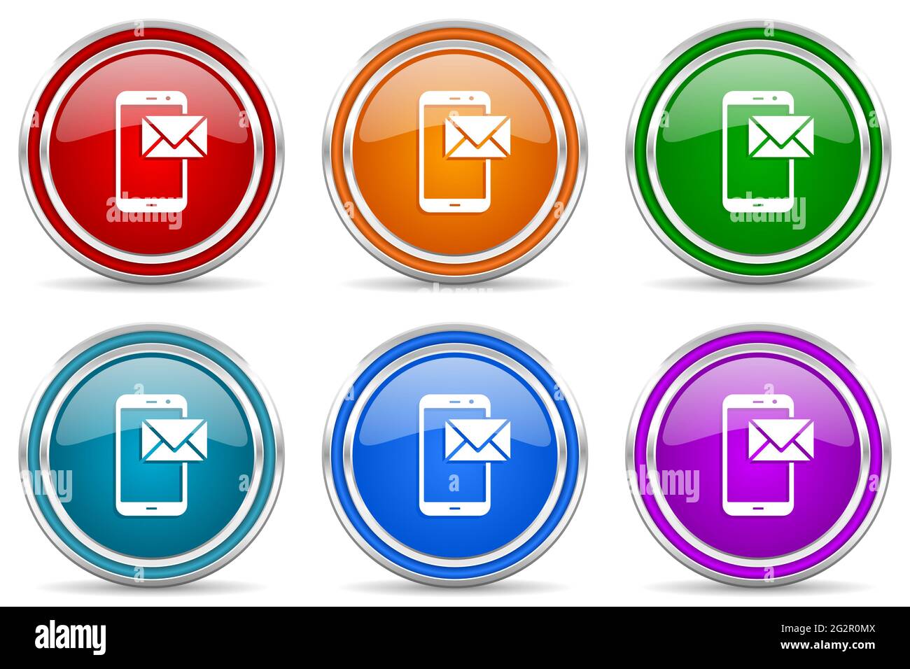 Mail silver metallic glossy icons, set of modern design buttons for web ...