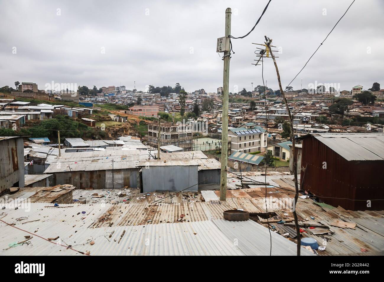 Nairobi, Kenya. 4th June, 2021. View of local housing structures in ...
