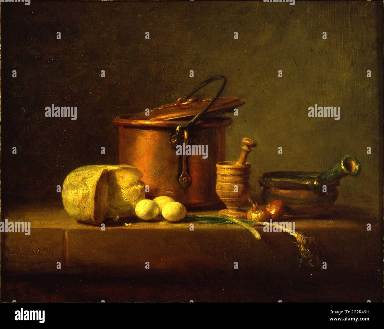 Jean Baptiste Simeon Chardin - Still Life with Copper Pot Cheese and ...
