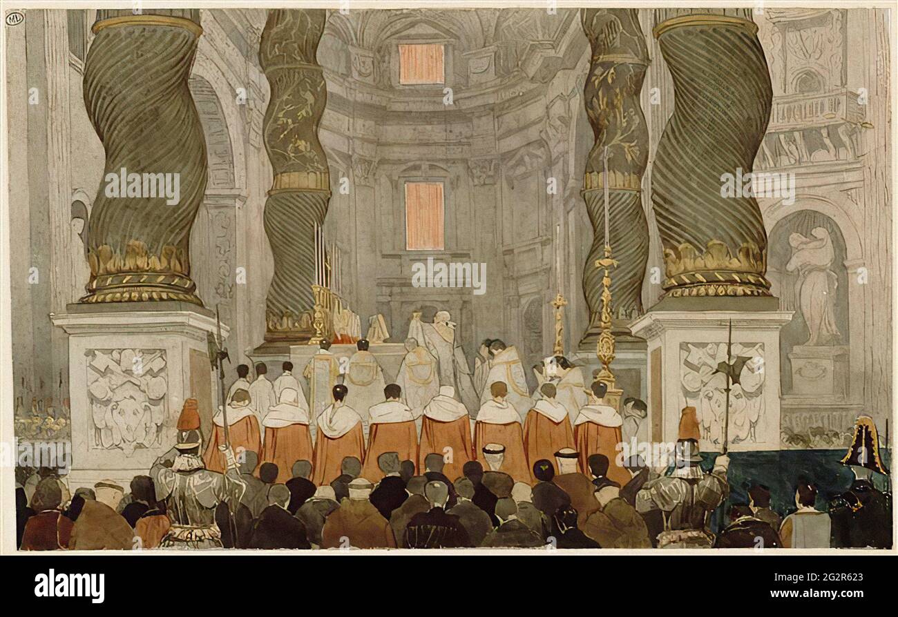 Jean-Auguste-Dominique Ingres - Papal Ceremony St Peter S Rome Under ...